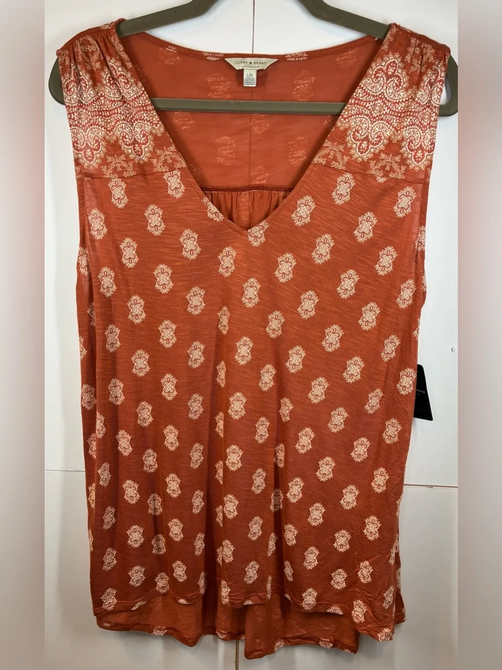 Lucky Brand | Tops | Lucky Brand Nwt Rust Orange Medallion Print ...